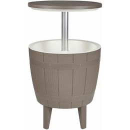 Beliani - Beistelltisch mit Kühlfunktion Taupe Kunststoff Rund Höhenverstellbar Kühlbar Stehtisch Kühlbox 37 l Modern Garten Terrasse Outdoor Balkon