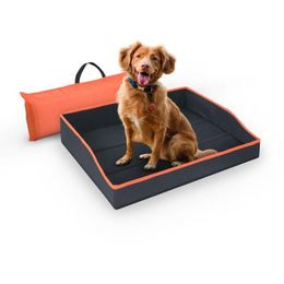 Bestlivings Faltbares Haustierbett für Kleine Hunde und Katzen - Orange - ( 80cm x 60cm ) Reisebett - tragbares Hundebett mit stabilem Rahmen - Orange / Schwarz