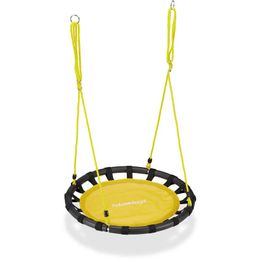Nestschaukel, runde Hängeschaukel, für Kinder & Erwachsene, verstellbar, draußen, ø: 80 cm, bis 100 kg, gelb - Relaxdays
