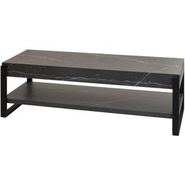 V-Rack HHG 703, Fernsehtisch Lowboard TV-Tisch, Metall 42x120x44cm Marmor-Optik grau - grey