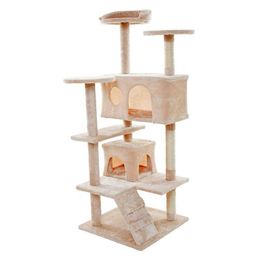 EstexoH&G Kratzbaum Katzenbaum Katzenkratzbaum Kletterbaum Spielbaum für Katzen 130 cm xl Beige