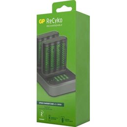 Gp Batteries ReCyko 2x Akku Schnellladegerät mit je 4 AA Akkus 2600 mAh NiMH Akku-Ladestation, schwarz