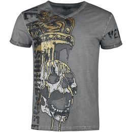 Rock Rebel by EMP T-Shirt With Skull And Crown Print T-Shirt grau in L