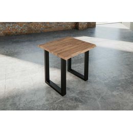 Esstisch Baumkante massiv Akazie stone 80 x 80 schwarz Lauren