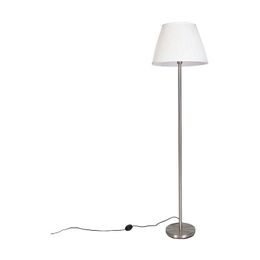 Qazqa Moderne Stehlampe Stahl mit weißem Faltenschirm 45 cm - Simplo - Weiß