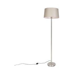 Qazqa Moderne Stehlampe Stahl mit taupefarbenem Schirm 45 cm - Simplo - Taupe