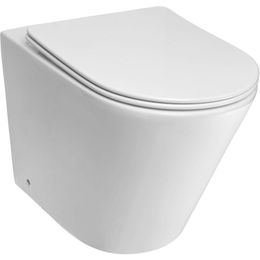 aquaSu - Spülrandloses Stand-WC Set Quinn Design-WC Tiefspüler Keramik Abgang waagerecht oder senkrecht Slimline WC-Sitz mit Absenkautomatik