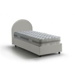Dmora - Einzelbett Ddurs, Containerbett mit Kunstlederbezug, 100% Made in Italy, Seitliche Öffnung, passend für Matratze 80x190 cm, Weiß