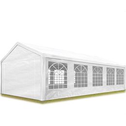 Partyzelt Pavillon 4x10 m in weiß pe Plane 350 n Wasserdicht uv Schutz Festzelt Gartenzelt - weiß