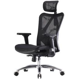 Bürostuhl HHG 900, Schreibtischstuhl, ergonomisch verstellbare Armlehne 150kg belastbar Bezug schwarz, Gestell schwarz - black