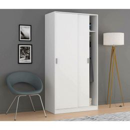 Dmora - Garderobe Dgagn, Schlafzimmer Kleiderschrank mit 2 Schiebetüren, Schrank mit Regal und Kleiderbügelstange, 100x50h200 cm, Weiß