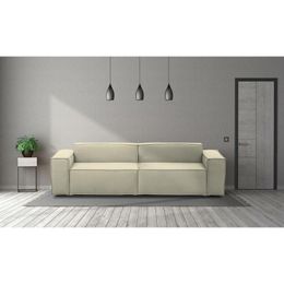 Festes Sofa Dmelucc, Lineares modulares 3-Sitzer-Sofa, 100% Made in Italy, Modernes Wohnzimmersofa aus Stoff, Cm 260x95h70, Beige - Dmora