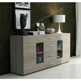 Furnix - Sideboard tinna Anrichte 170 cm breit 2 Türen 4 Schubladen Eiche Sonoma