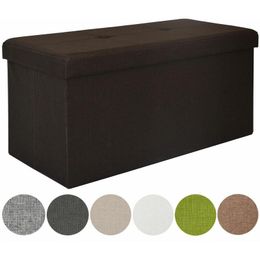 DuneDesign Faltbare Sitzbank 76x38x38 cm inkl. Trennwand Sitztruhe 80L Polsterbank Dunkelbraun