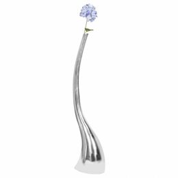 Deko Vase groß Aluminium modern mit 1 Öffnung in Silber, Hohe Alu Blumenvase handgefertigt, Große Dekovase für Blumen - FineBuy