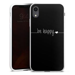 DeinDesign iPhone Xr Handy Silikon H&uuml;lle Case wei&szlig; Handyh&uuml;lle Happiness Statement Sayings Silikon Case
