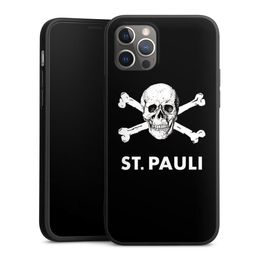 DeinDesign iPhone 12 Pro Handy Premium Silikon H&uuml;lle Handyh&uuml;lle schwarz Case Totenkopf Fc St. Pauli Official Licensed Product Silikon Premium Case