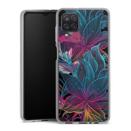 DeinDesign Galaxy A12 Handy Silikon H&uuml;lle Case transparent Handyh&uuml;lle Colourful Flowers Neon Silikon Case