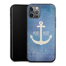 DeinDesign iPhone 12 Pro Handy Silikon H&uuml;lle Case schwarz Handyh&uuml;lle Anchor Maritim Blue