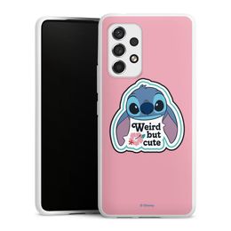 DeinDesign Galaxy A53 5G Handy Silikon H&uuml;lle Case wei&szlig; Handyh&uuml;lle Disney Sayings Lilo & Stitch Silikon Case