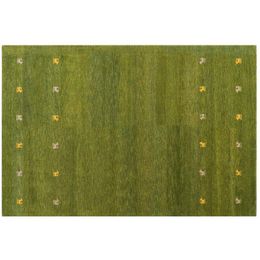Beliani - Gabbeh Teppich Grün aus Wolle 200 x 300 cm Rechteckig Hochflor mit Tier Muster Western Motiv Weich für Wohnzimmer Kinderzimmer Schlafzimmer