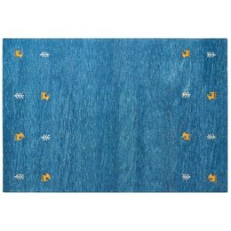 Beliani - Gabbeh Teppich Blau Wolle 160 x 230 cm Handgetuftet Western-Tiermotiv Rustikales Design - Blau