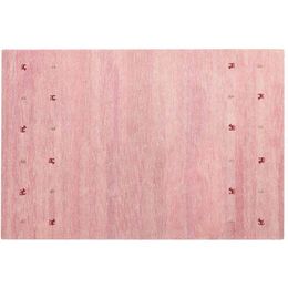 Beliani - Gabbeh Teppich Rosa aus Wolle 200 x 300 cm Rechteckig Hochflor mit Tier Muster Western Motiv Weich für Wohnzimmer Kinderzimmer Schlafzimmer