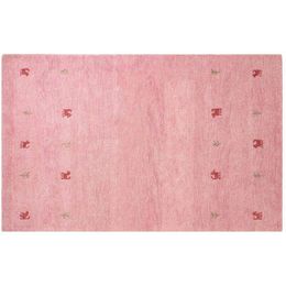 Beliani Gabbeh Teppich Rosa aus Wolle 140 x 200 cm Rechteckig Hochflor mit Tier Muster Western Motiv Weich für Wohnzimmer Kinderzimmer Schlafzimmer - Rosa