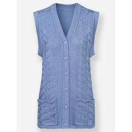 WITT Damen Strickweste mit Wellenabschl&uuml;ssen, bleu, Gr&ouml;&szlig;e 38