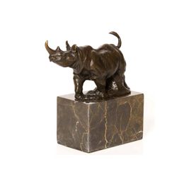 aubaho Skulptur Bronzeskulptur Nashorn Rhinozeros 3kg Bronze Figur Statue im Antik-Sti