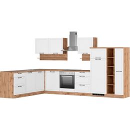 Kochstation Küche KS-Lana, Stellbreite 240/360 cm, wahlweise mit oder ohne E-Geräte, weiß