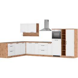 Kochstation Küche KS-Lana, Stellbreite 240/380 cm, wahlweise mit E-Geräten, weiß