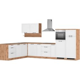 Kochstation Küche KS-Lana, Stellbreite 240/360 cm, wahlweise mit E-Geräten, weiß