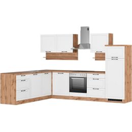 Kochstation Küche KS-Lana, Stellbreite 240/300 cm, wahlweise mit oder ohne E-Geräte, weiß