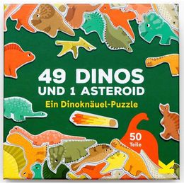 Laurence King Puzzle 49 Dinos und 1 Asteroid, 50 Puzzleteile, bunt