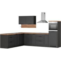 Kochstation Küche KS-Lana, Stellbreite 240/300 cm, wahlweise mit E-Geräten, grau