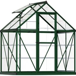 Palram - Canopia Gewächshaus Harmony, BxTxH: 185 x 125 x 208 cm, 0,7 mm Wandstärke, Set, inkl. Fundamentrahmen, mit klaren Polycarbonatplatten, grün, grün