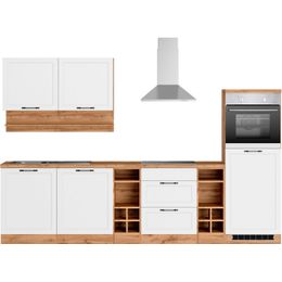Kochstation Küche KS-Lana, 300 cm breit, wahlweise mit oder ohne E-Geräte, weiß