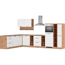 Kochstation Küche KS-Lana, Stellbreite 240/360 cm, wahlweise mit E-Geräten, weiß