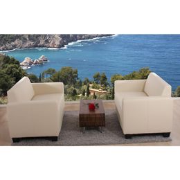 MCW Sofa-Garnitur Couch-Garnitur 2x 2er Sofa Moncalieri Kunstleder ~ creme