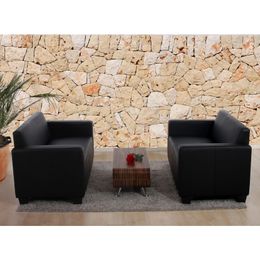 MCW Sofa-Garnitur Couch-Garnitur 2x 2er Sofa Moncalieri Kunstleder ~ schwarz