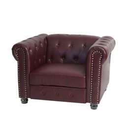 MCW Luxus Sessel Loungesessel Relaxsessel Chesterfield Kunstleder ~ runde Füße, ro