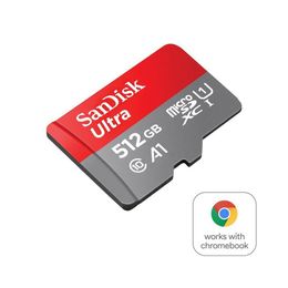 Sandisk microSDXC Ultra, + SD-Adapter für Chromebooks Speicherkarte (512 GB, Class 10, 150 MB/s Lesegeschwindigkeit), grau