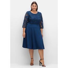 sheego Große Größen: Cocktailkleid mit Zierbortenstickerei am Oberteil, blau, Gr.56