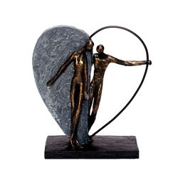 Brillibrum Dekofigur Design Herz Skulptur Kunststein Bronze Dekofigur der Freundschaft & Liebe aus Polystone Liebespaar Hochzeitsgeschenk Herzfigur Skulptur Couple Love