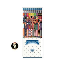 Djeco Bleistift 10 Bleistifte Steve mit Piratenmotiv und Radiergummi