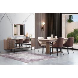 JVmoebel Esszimmer-Set Esszimmer Garnitur Tisch 4x Lehnstühle Stuhl Polster