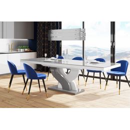 designimpex Esstisch Design Esstisch Tisch HEB-111 Hochglanz ausziehbar 160 bis 256 cm