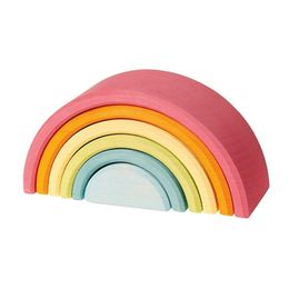 GRIMM´S Spiel und Holz Design Spielbausteine Regenbogen Pastell 6-teilig Stapelsteine Holzspielzeug