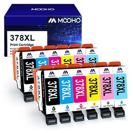 MOOHO 12er 378XL für EPSON 378 XL Druckerpatronen Tintenpatrone (Expression Photo XP-8000 XP-8005 XP-8500 XP-8505 XP-8600 XP-8605 HD XP-15000 XP-8700 378)